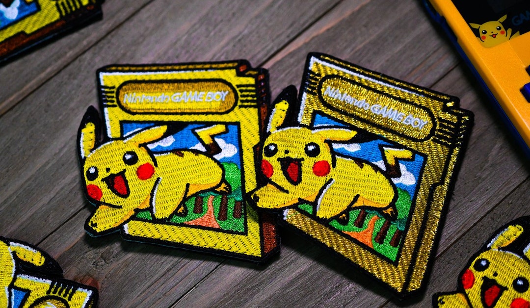 PIKACHU GAMEBOY CARTRIDGE Embroidered Velcro Patch Set Rubber Ranger ...