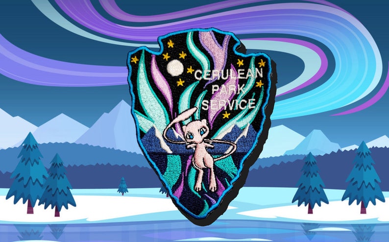 POKEMON MEW National PARK Embroidered Velcro Patch Set Rubber Ranger ...