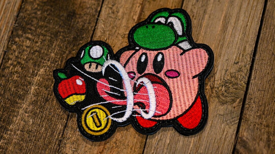 KIRBY yoshi MARIO Embroidered Velcro Patch Set Rubber Ranger Eyes ...