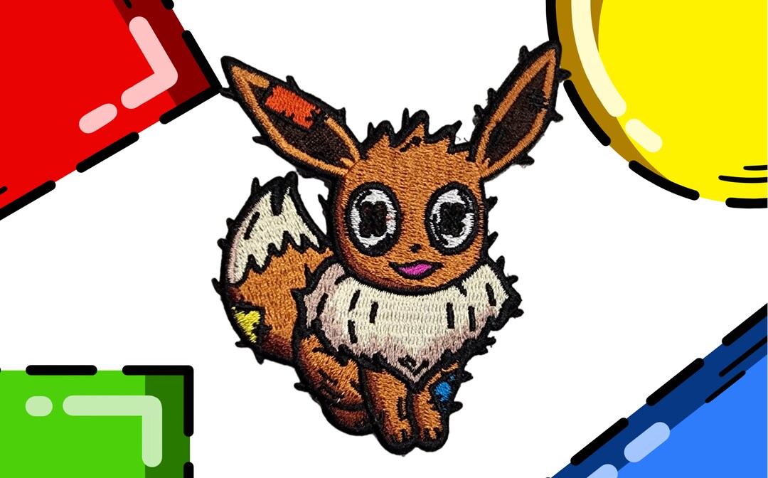 POKEMON EEVEE PLUSH Embroidered Velcro Patch Ranger Eyes, Custom Gamer Patches, Gift for Morale ...