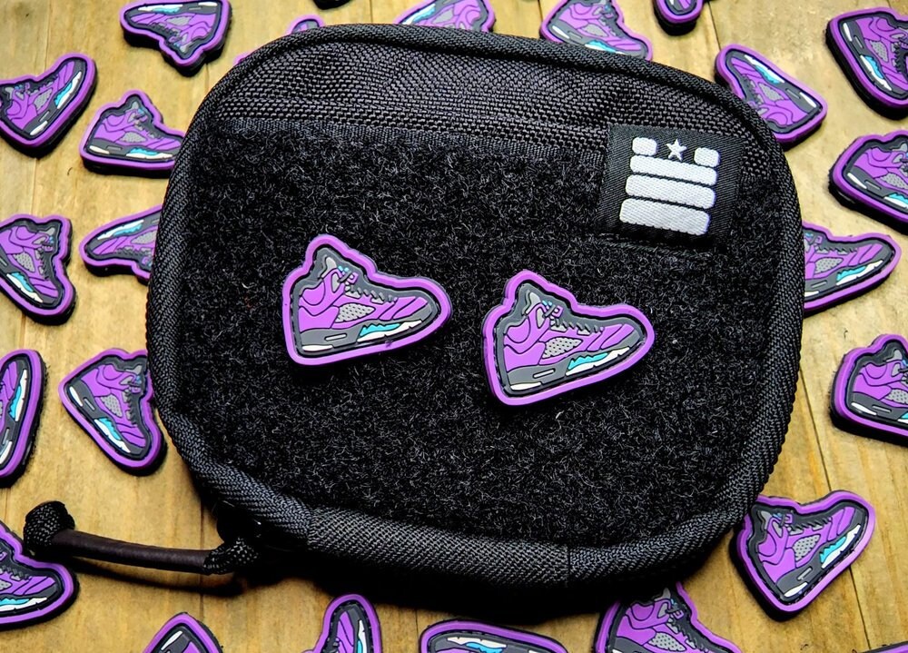 MICHAEL JORDAN RETRO 5s Shoes Purple 2-pcs Velcro Patch Set Rubber ...