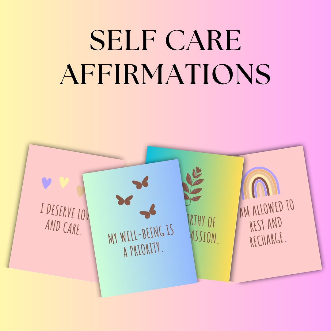 Self Love Card Deck - Editable Affirmation Cards Template, Self Care ...