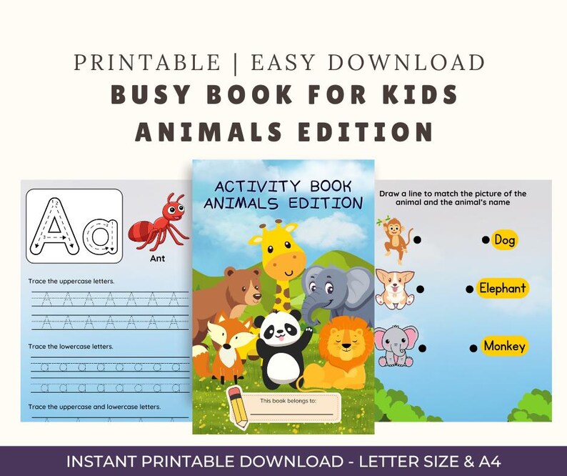 Printable Busy Book for Kids | Animal Busy Book | Homeschool Printables ...