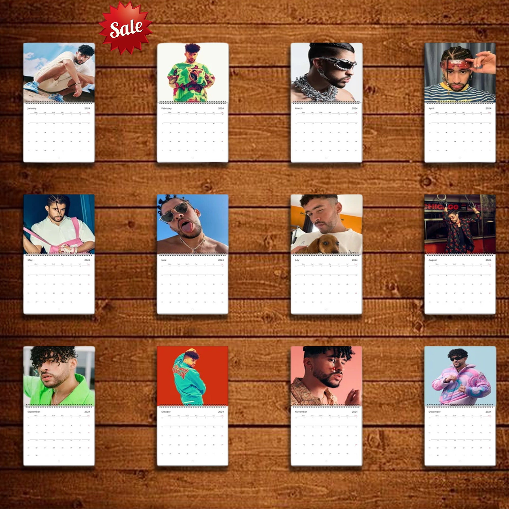 Bad Bunny Wall Calendar 2024, Bad Bunny 2024 Desk Calendar, Celebrity ...