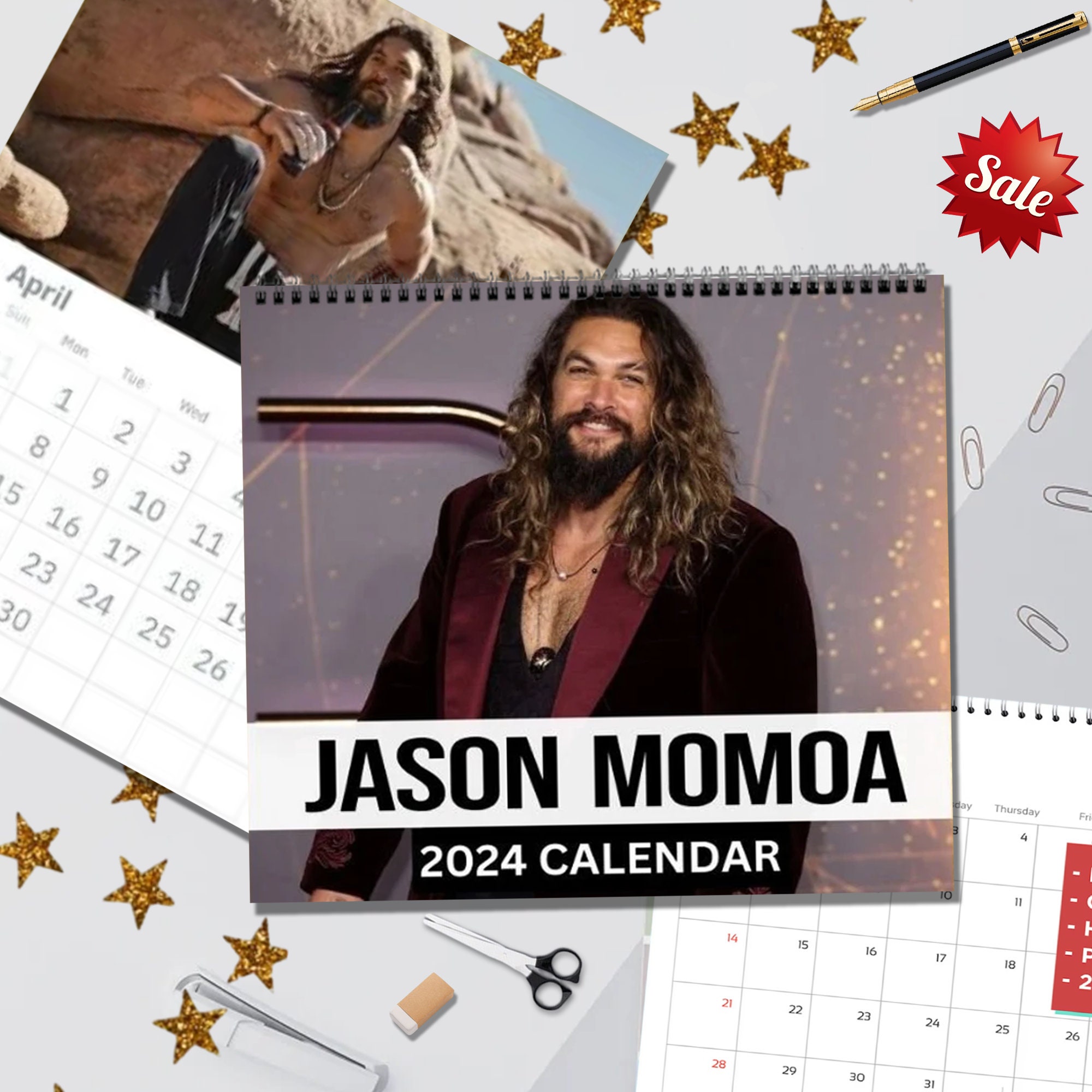 2024 Jason Momoa Wall Calendar, Jason Momoa Desk Wall Calendar 2024 ...
