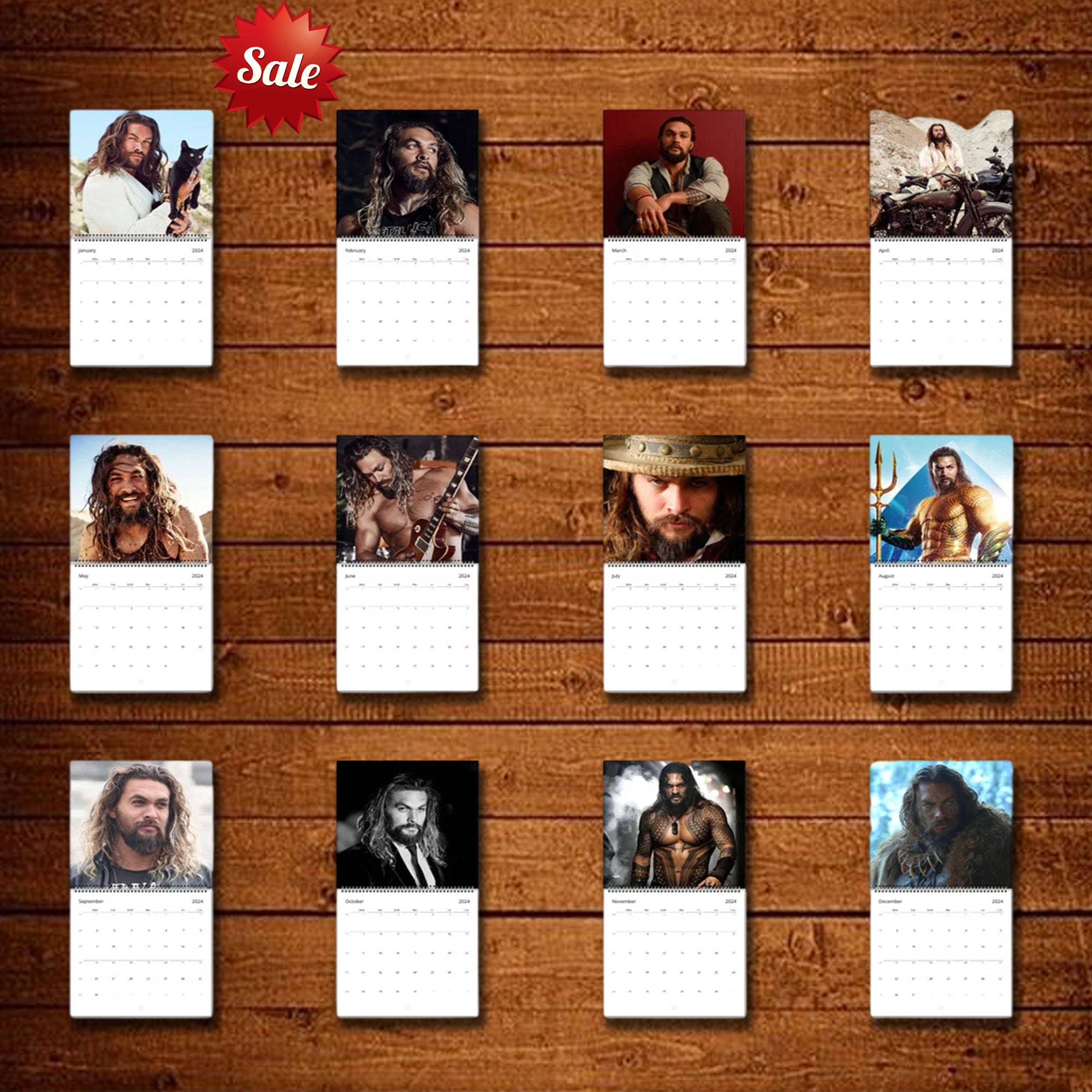 2024 Jason Momoa Wall Calendar, Jason Momoa Desk Wall Calendar 2024 ...