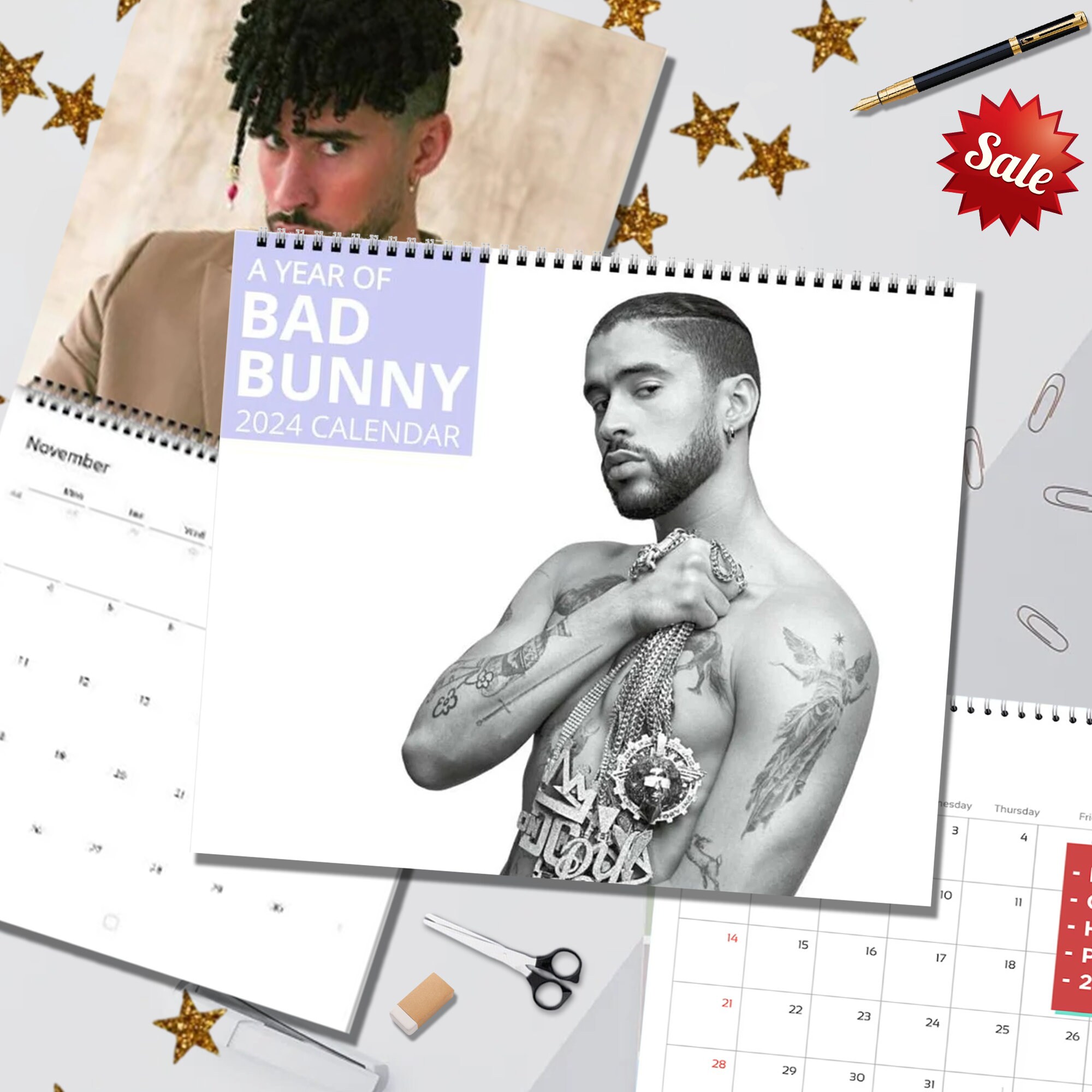 Bad Bunny Wall Calendar 2024, Bad Bunny 2024 Desk Calendar, Celebrity ...