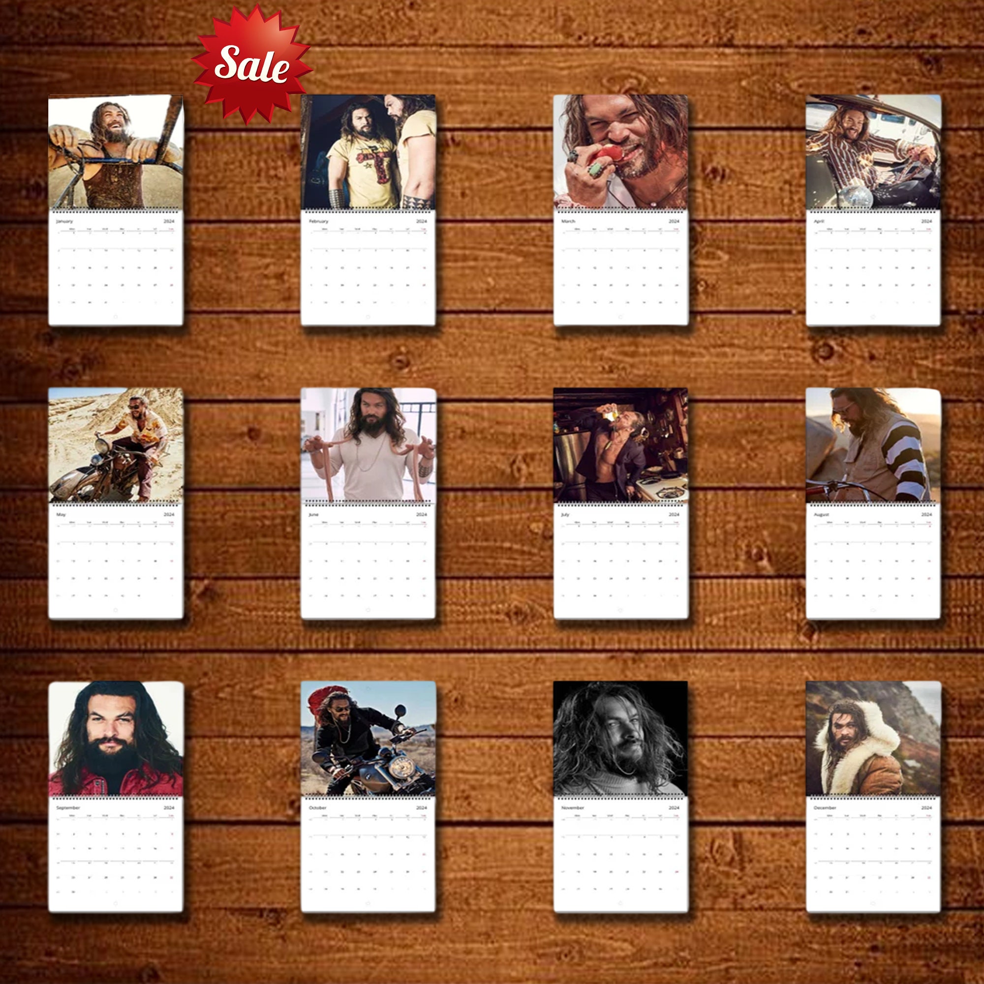 2024 Jason Momoa Wall Calendar, Jason Momoa Desk Wall Calendar 2024 ...