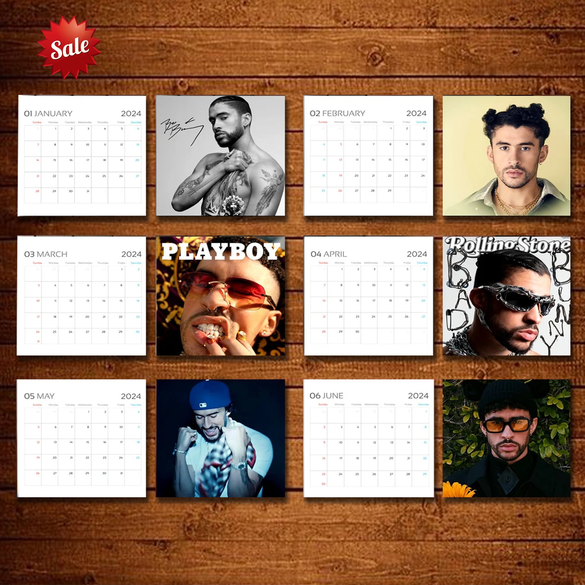 Bad Bunny Wall Calendar 2024, Bad Bunny 2024 Desk Calendar, Celebrity ...