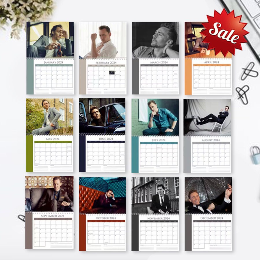 2024 Tom Hiddleston Wall Calendar, Celebrity Calendar, Tom Hiddleston ...