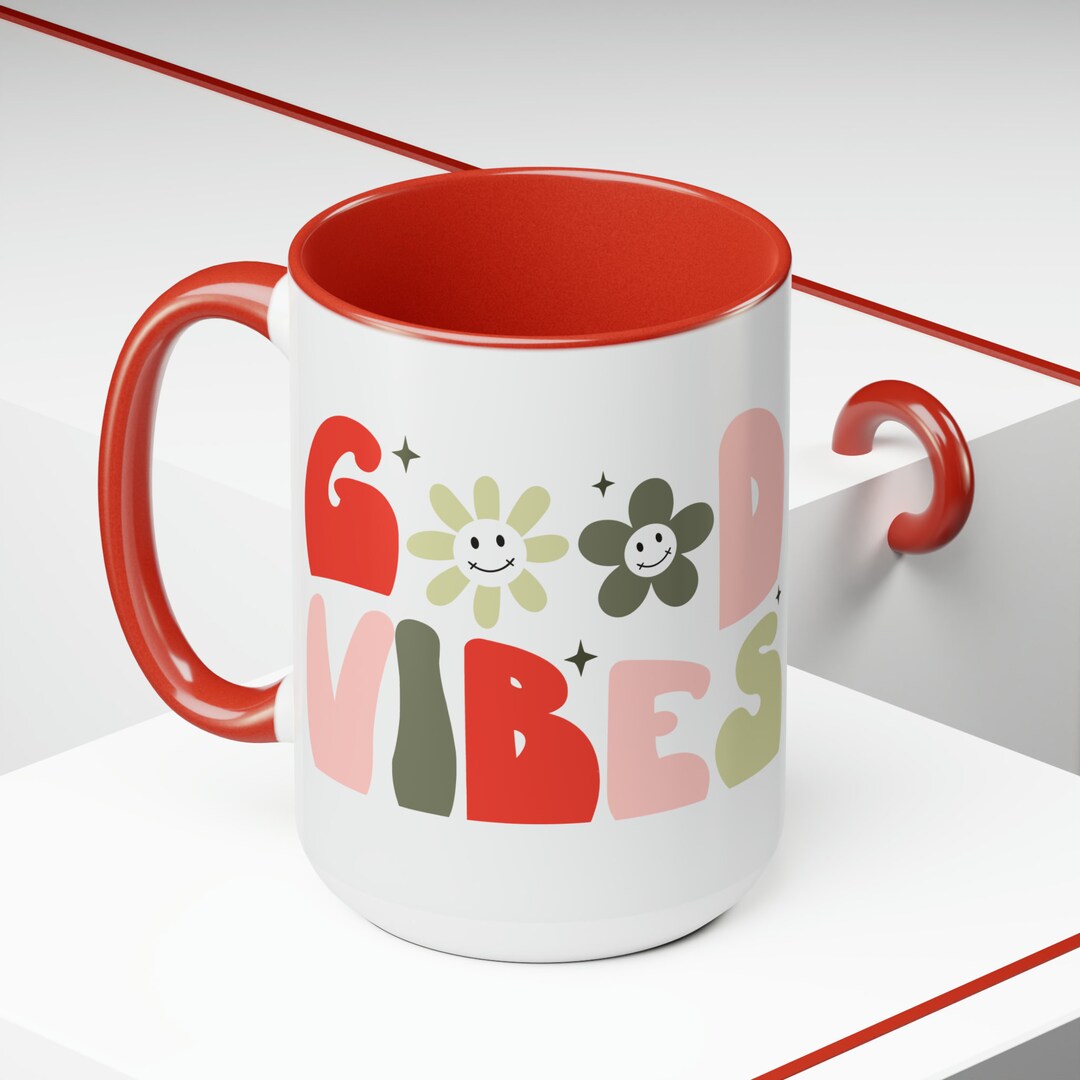 Good Vibes Mug, Retro, Inspirational Mug, Motivational Mug, Retro Mug ...