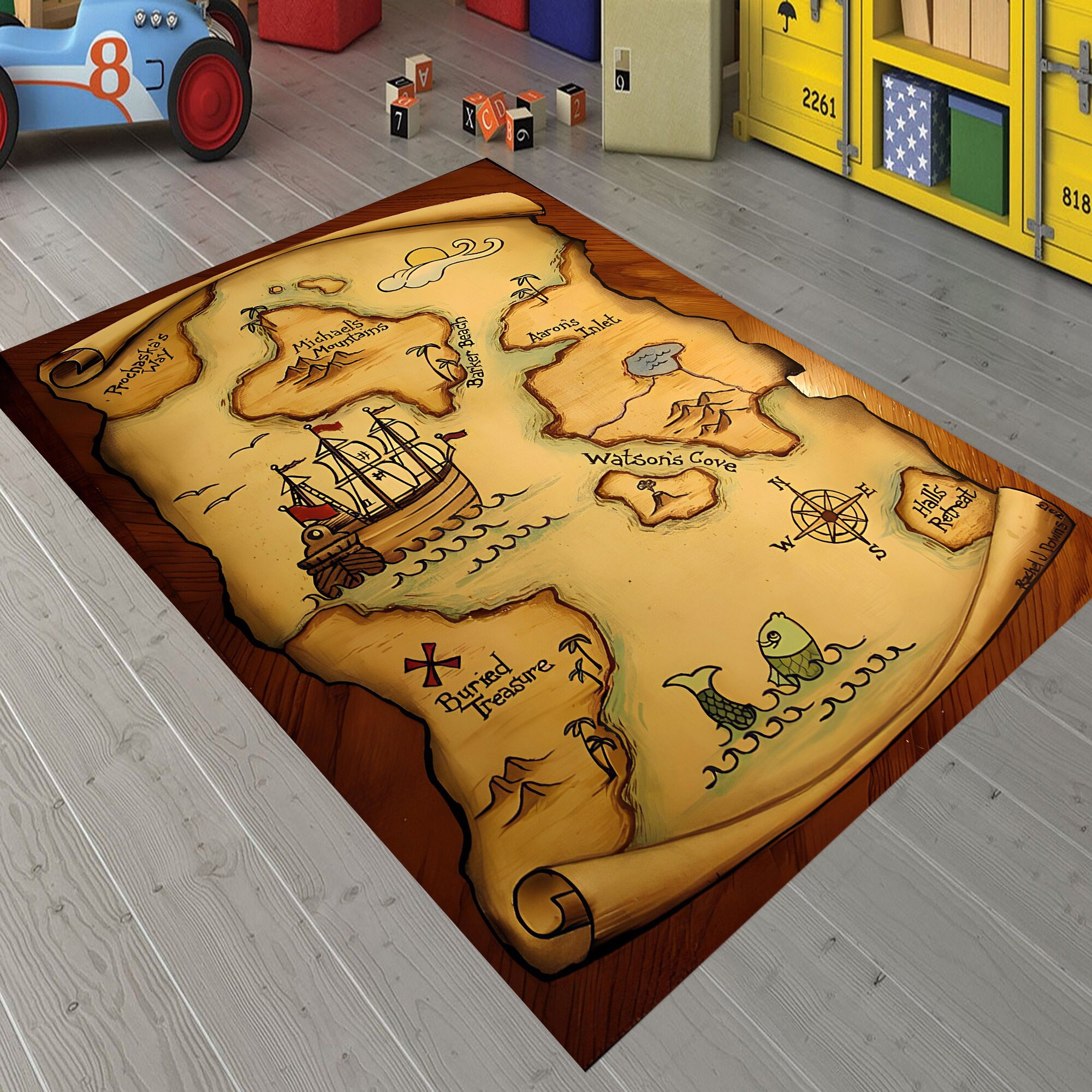 Treasure Map Rug Pirate Map Rug Cool Rug Office Rug Game - Etsy