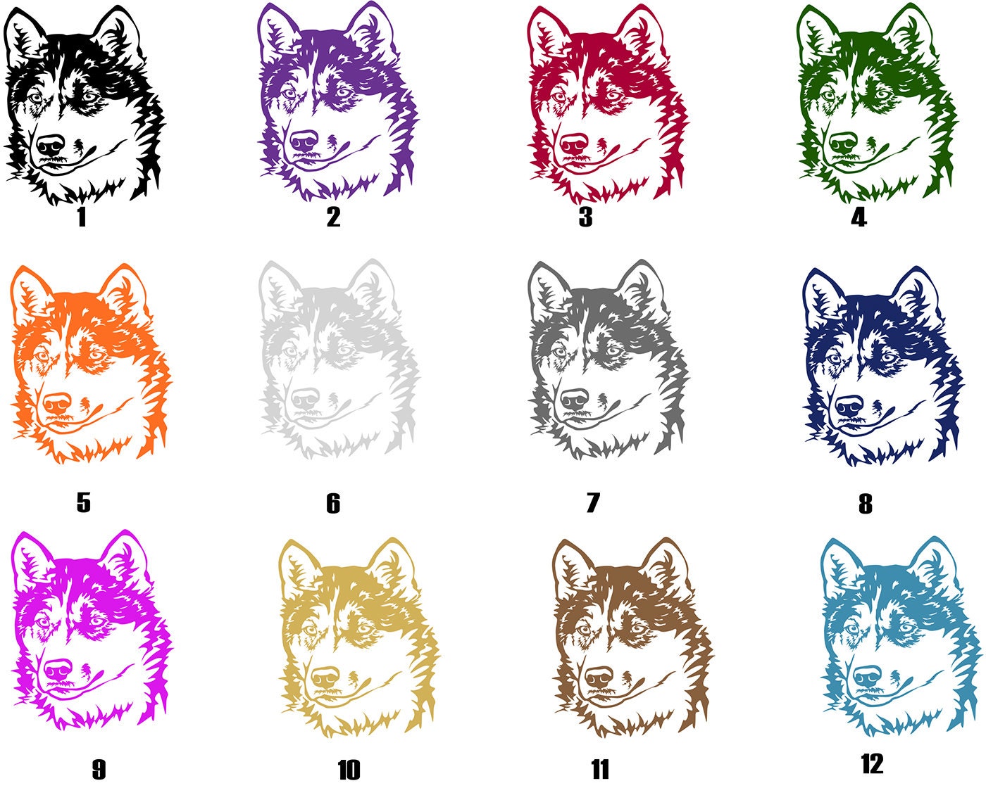 SIBERIAN HUSKY Decal Car Sticker Sticker Husky Head - Etsy