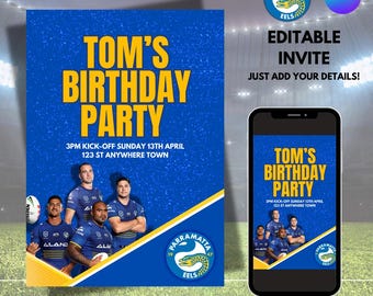 Parramatta Eels Party Invite | NRL Party Theme | Rugby League | NRL ...