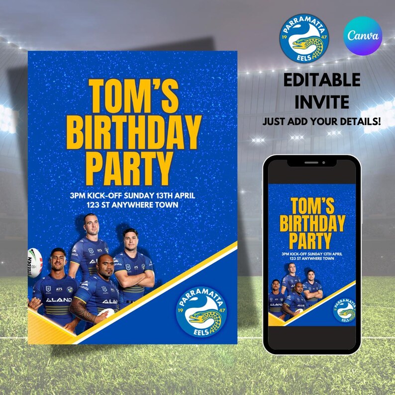 Editable NRL Eels Party Invitation - Etsy