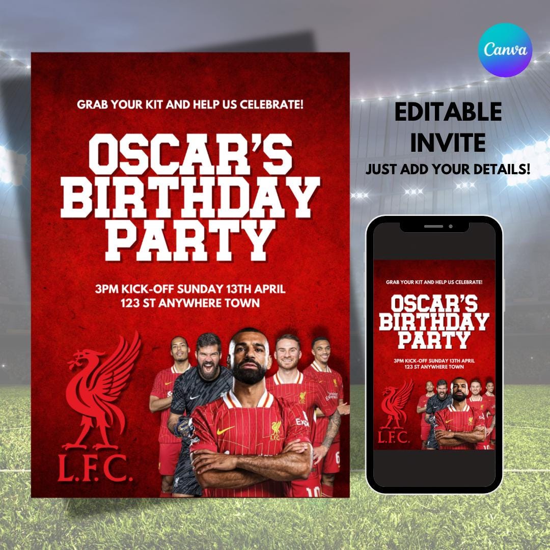 Editable Liverpool FC Party Invitation - Etsy