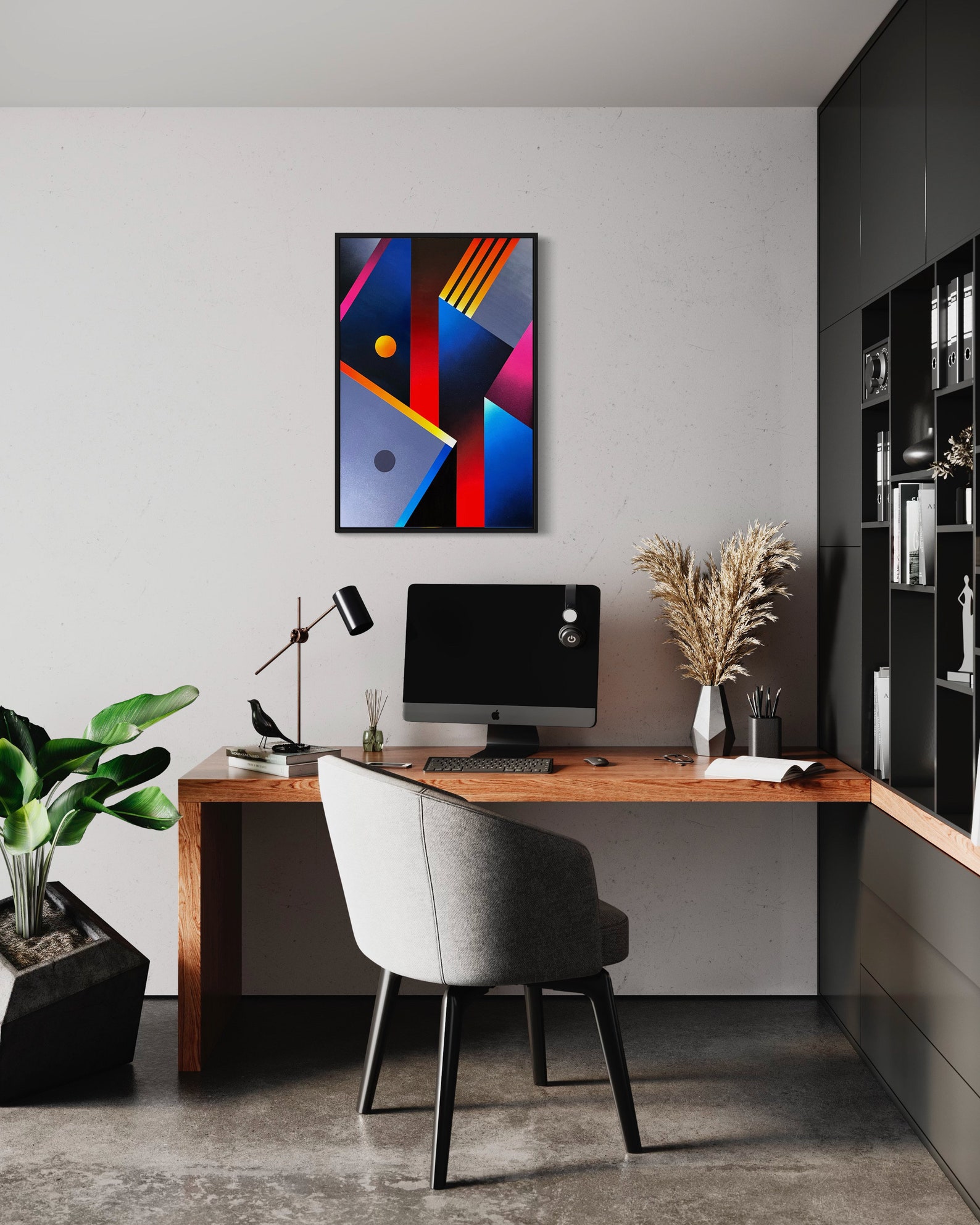 Original Abstract Canvas Painting for Home and Office, Cityscape ...