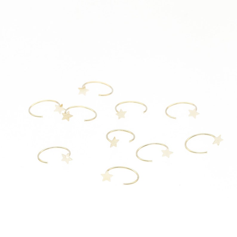 14 Karat Gold Star Loop Nose Piercing - Etsy