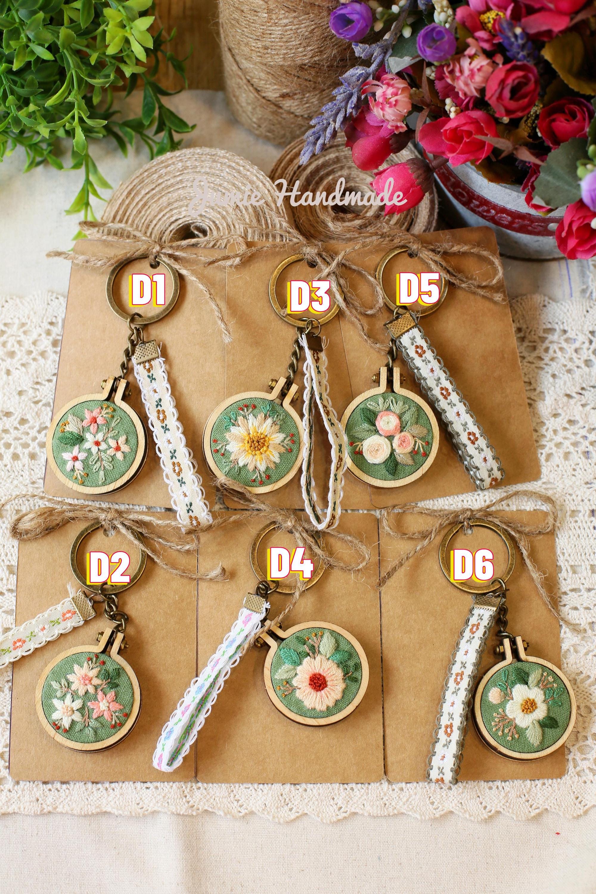 Embroidered Keychain, Hand Embroidered Keychain, 3D Floral Keychain ...