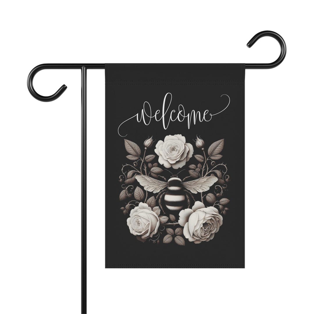 Bee Flag, Welcome Sign, Bumblebee Garden Art, Pollinator & Flowers ...