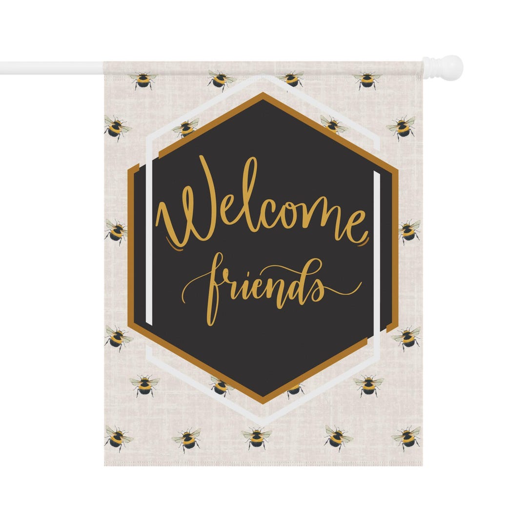 Bumblebee Flag, Pollinator Garden Art, Welcome Sign, Modern Farmhouse ...