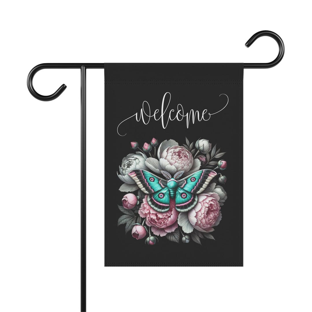 Moth Flag, Welcome Sign, Garden Art, Spring and Summer Home Decor ...