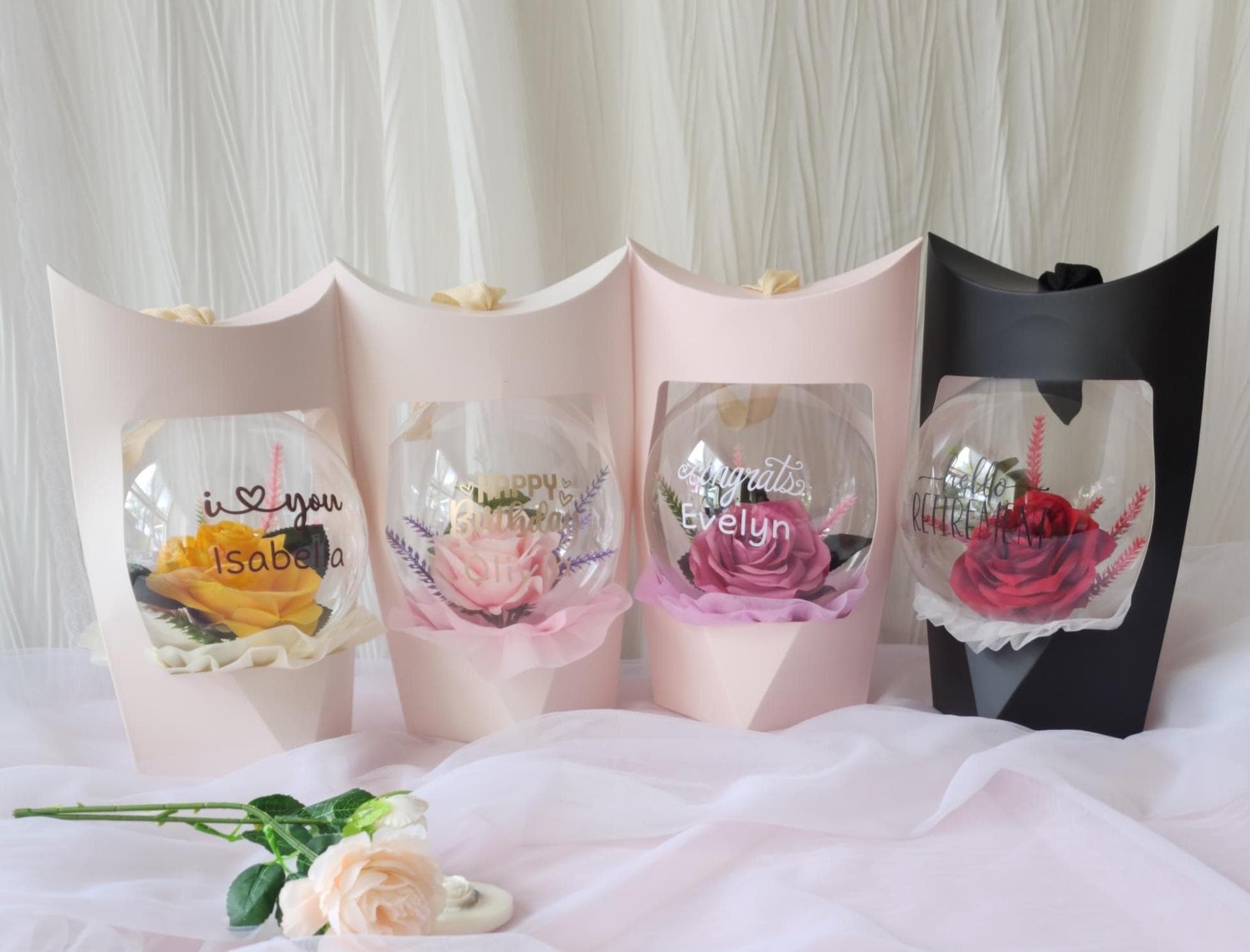 Personalized Rose Flower Balloon Gift Box With Custom Lettering ...