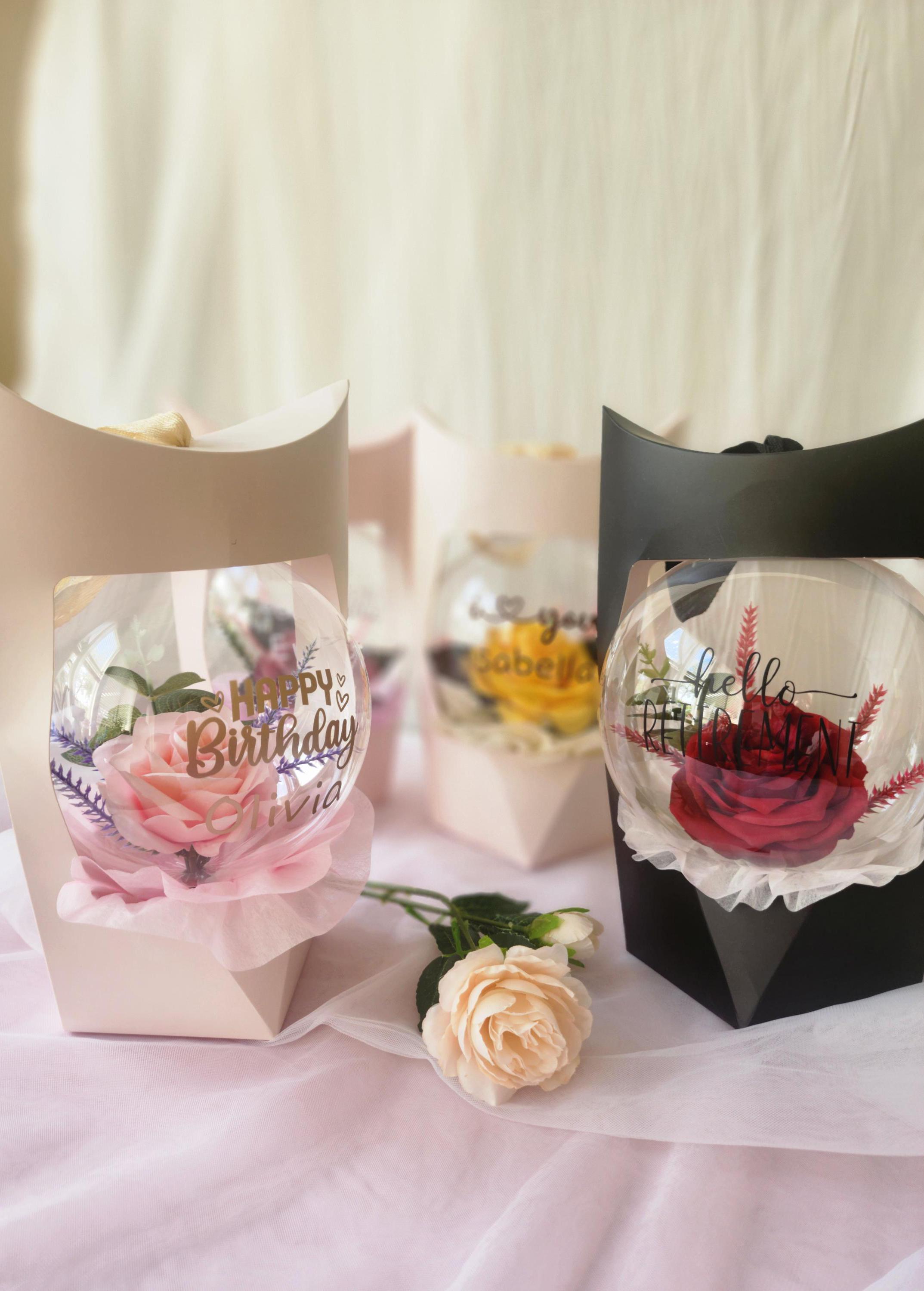 Personalized Rose Flower Balloon Gift Box With Custom Lettering ...