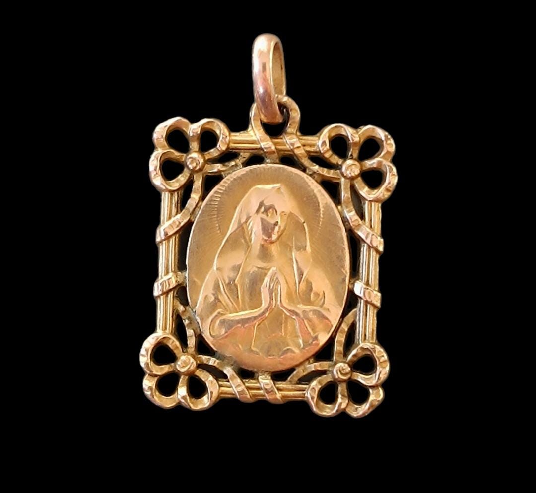 Rare, Very Beautiful Old Rectangular Medal, Gold-plated, Portrait of ...