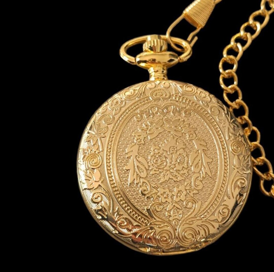 Magnificent Gold-colored Stainless Steel Pocket Watch in an Antique ...