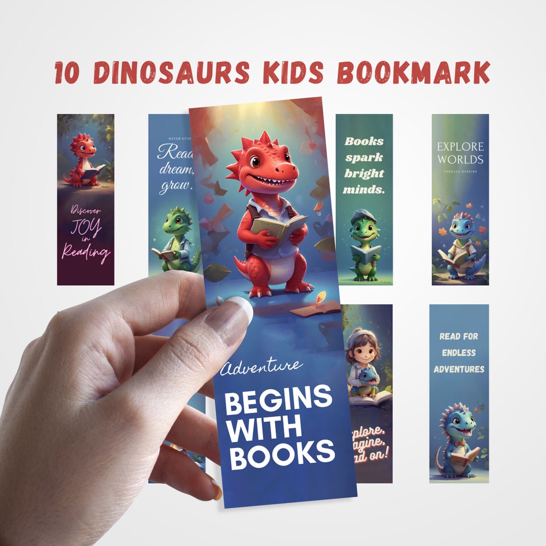 Printable Bookmarks Dinosaurs Kids Bookmarks Bookmark Set Cute ...