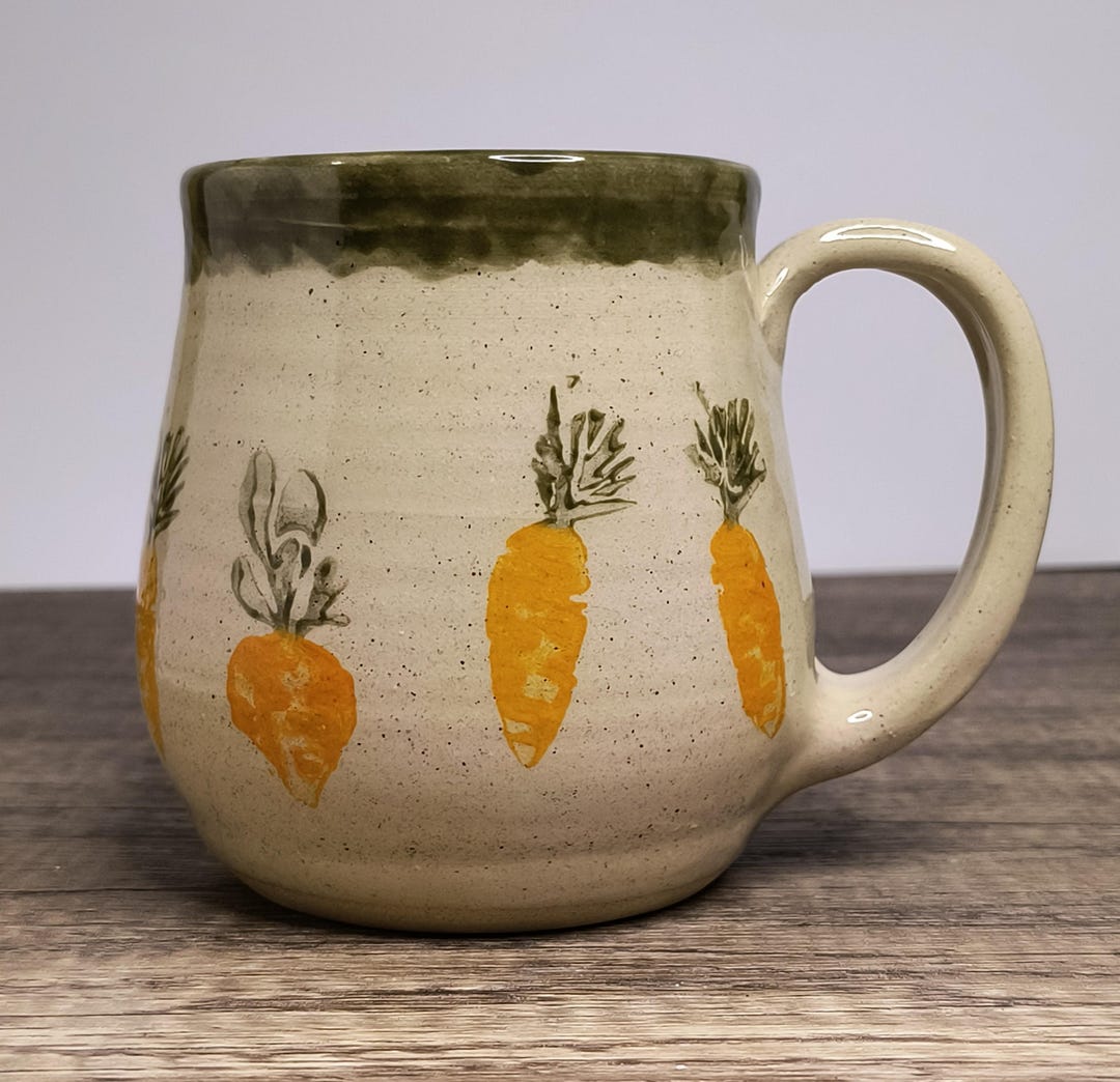 Harvest Mug, Garden, Handmade Pottery, Carrots, Radish, Hand Painted - Etsy