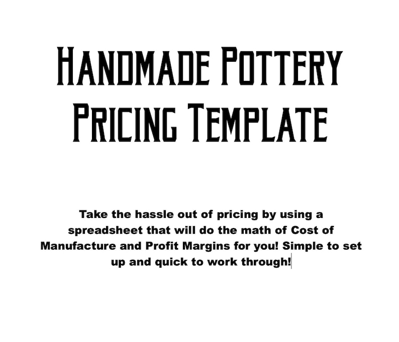 Handmade Pottery Pricing Spreadsheet: Plug & Play Excel Template - Etsy