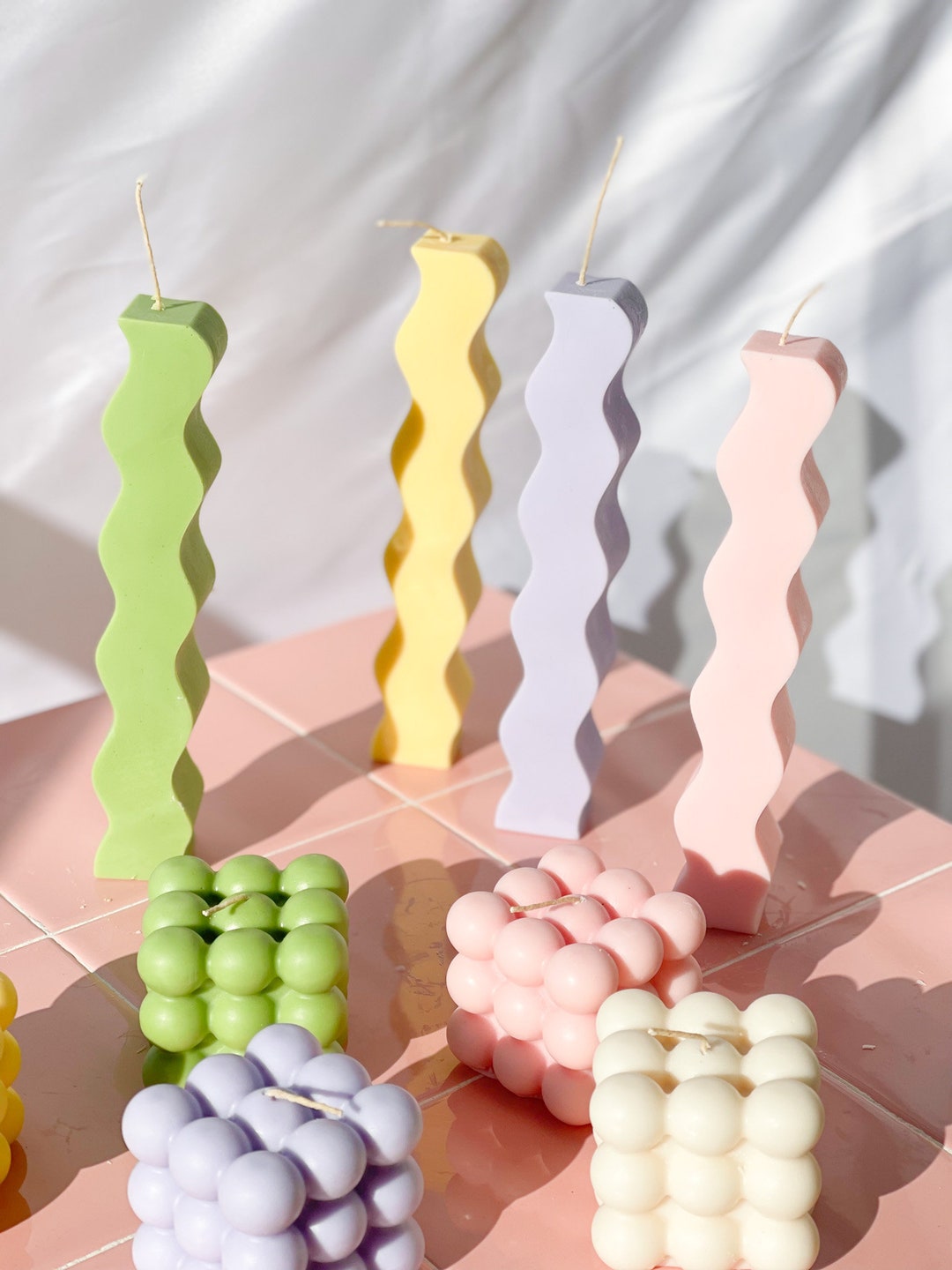 2X1 Two Candle Combo Bubble and Waves / Bubble Cube / Candle Mold / Soy ...