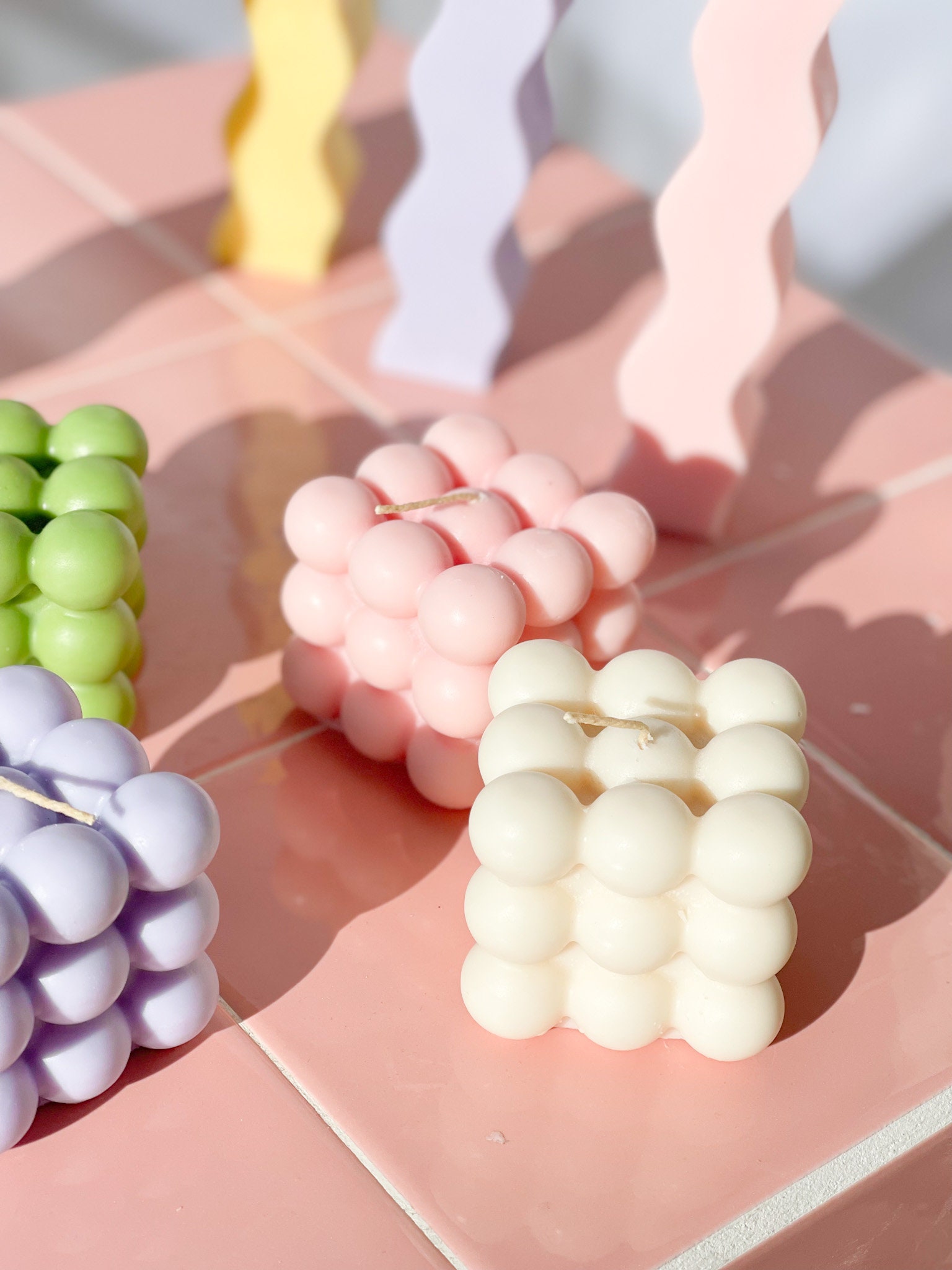 2X1 Two Candle Combo Bubble and Waves / Bubble Cube / Candle Mold / Soy ...