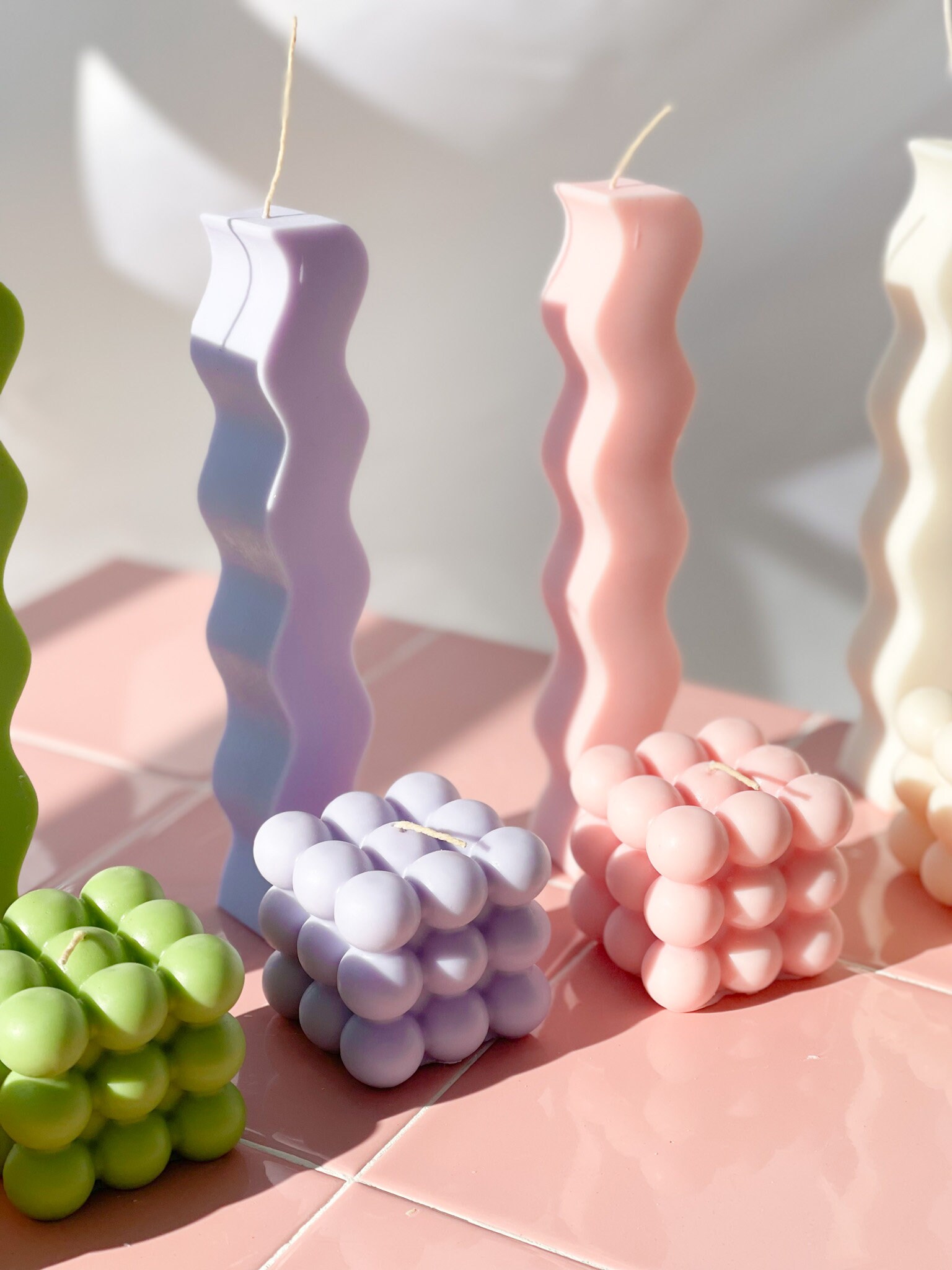 2X1 Two Candle Combo Bubble and Waves / Bubble Cube / Candle Mold / Soy ...