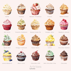 Watercolor Cupcakes | Cupcakes Bundle | Cupcake PNG | Cupcakes Clipart ...