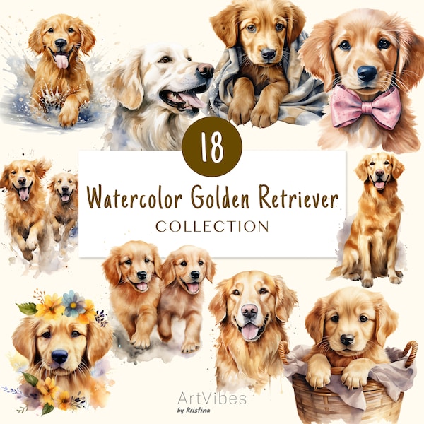 Golden Retriever Puppy Clip Art - Etsy