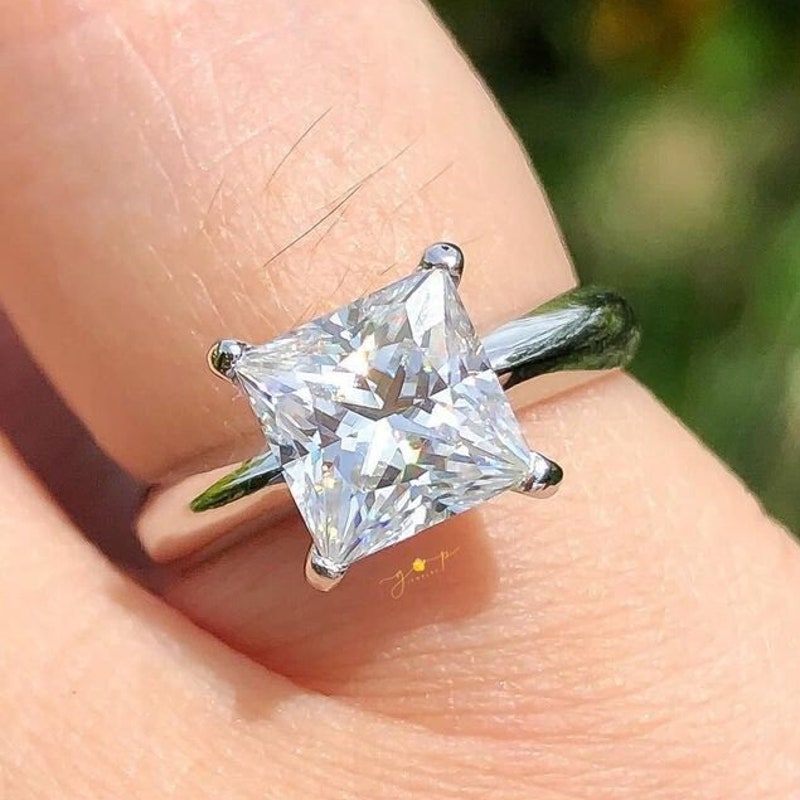 Princess Cut Solitaire Ring - Etsy