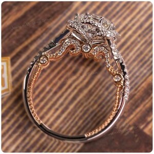 Vintage Style Round Cut Certified Lab Created Diamond Halo Engagement ...