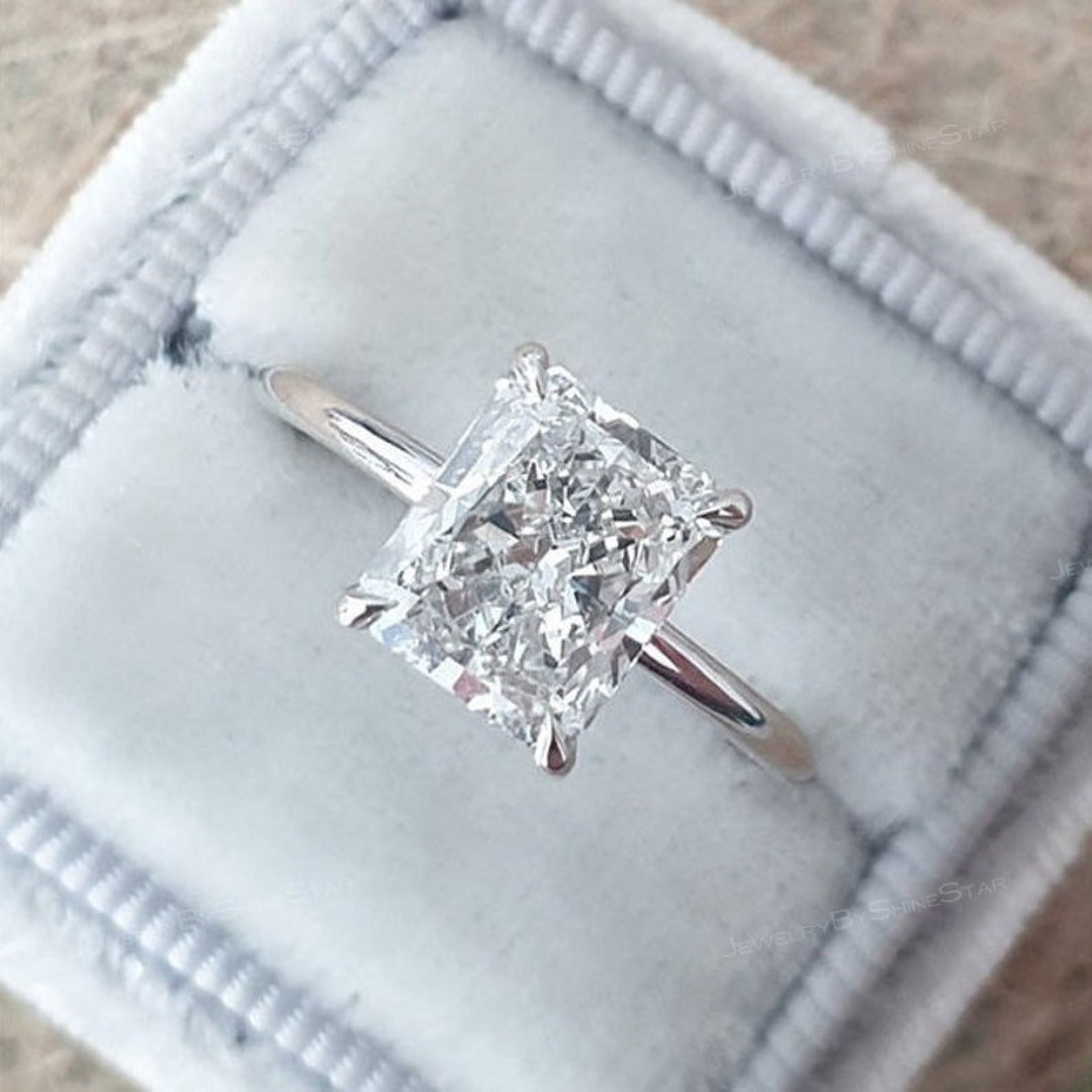 3.00 CT Certify Lab Create Diamond Gold Hidden Halo Solitaire ...