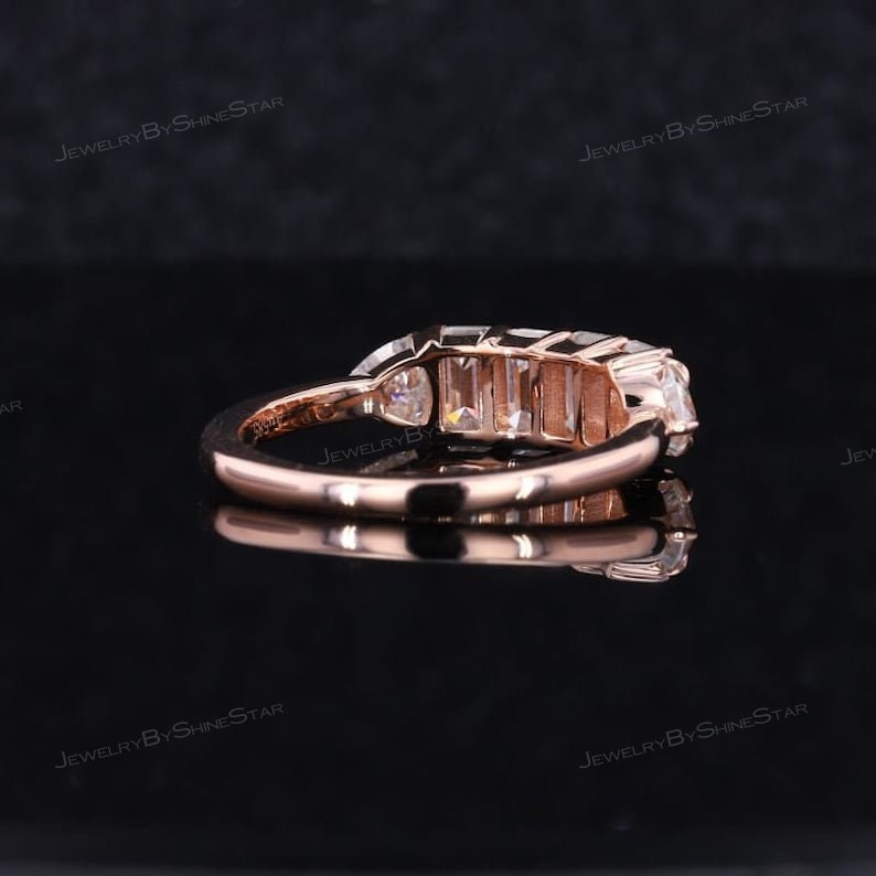 Emerald & Trilliant Lab Grown Diamond Ring, Half Eternity Gold Band - Etsy