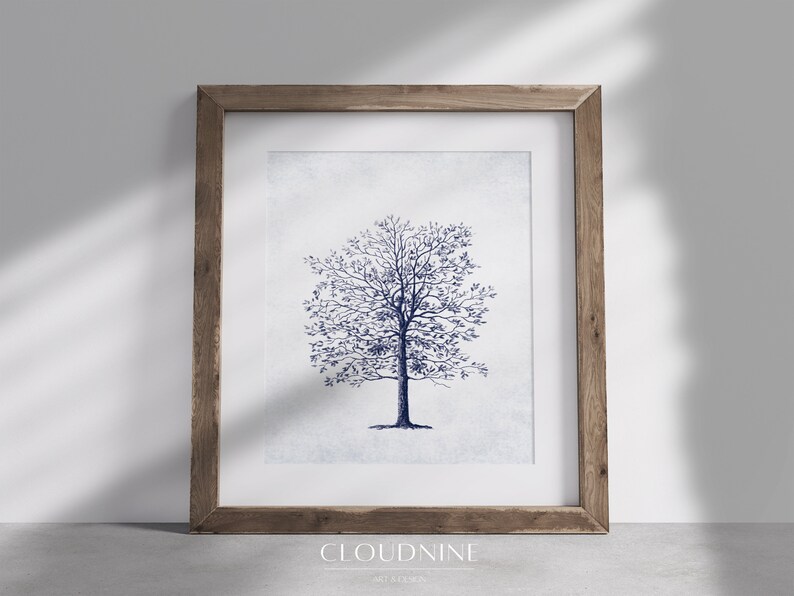 Navy Blue Minimalist Tree Art: Botanical Print (digital Download) - Etsy