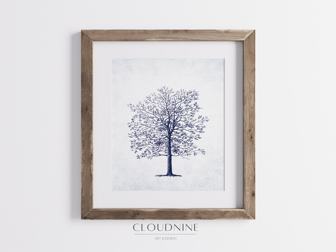 Navy Blue Minimalist Tree Printable Wall Art, Minimal Tree Design,navy ...
