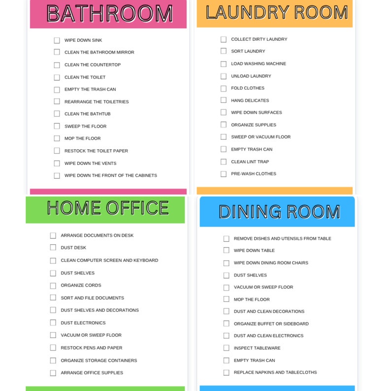 Kids Cleaning Cards, Printable Cleaning Checklist by Room, Zone ...