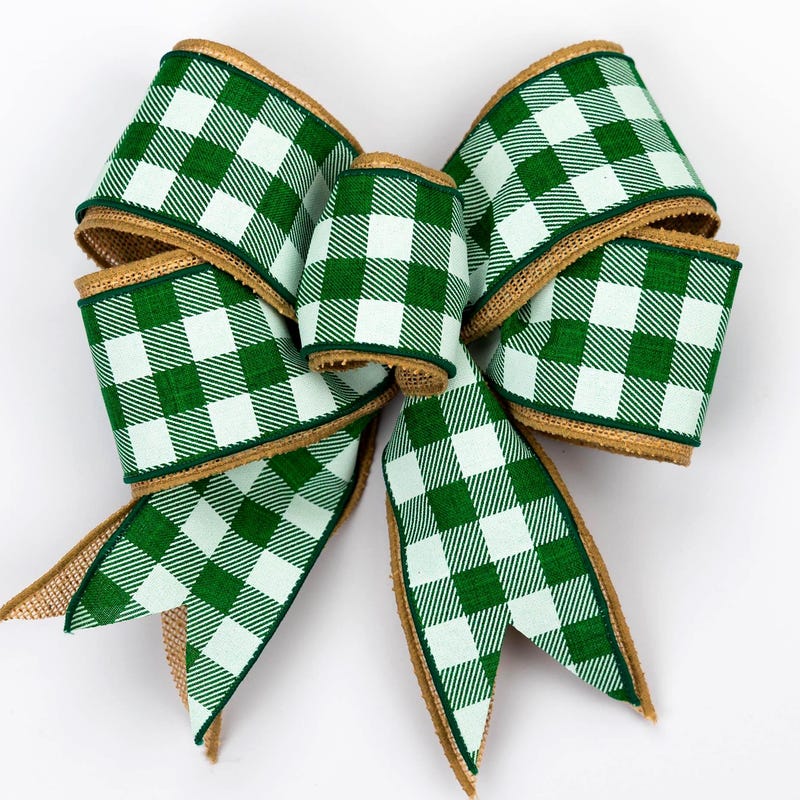 Green Gingham Door Bow - Etsy