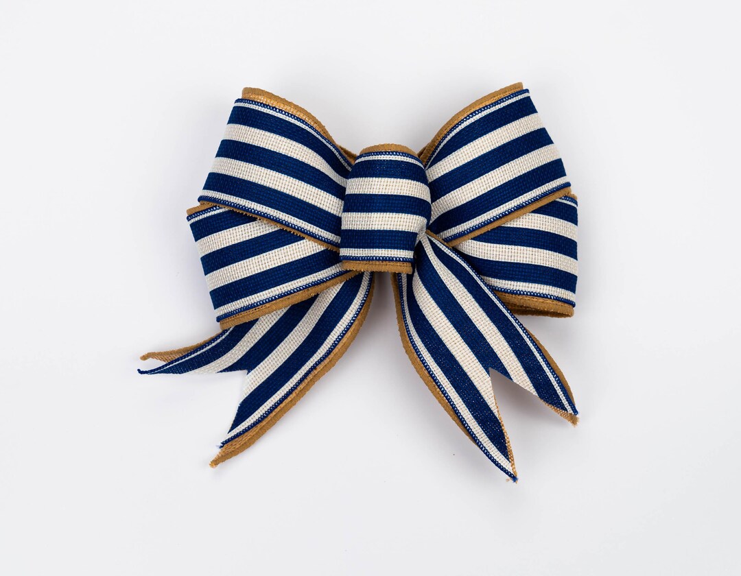 Nautical Stripe Bow | Navy White Ribbon Bow | Decor Bow | Summer Door ...