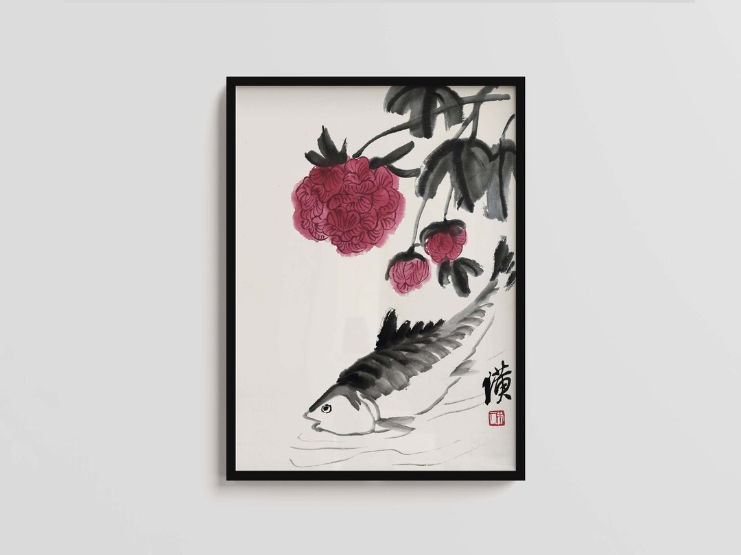 Digital Download, Qi Baishi, Fish and Flower, Vintage Chinese Art ...