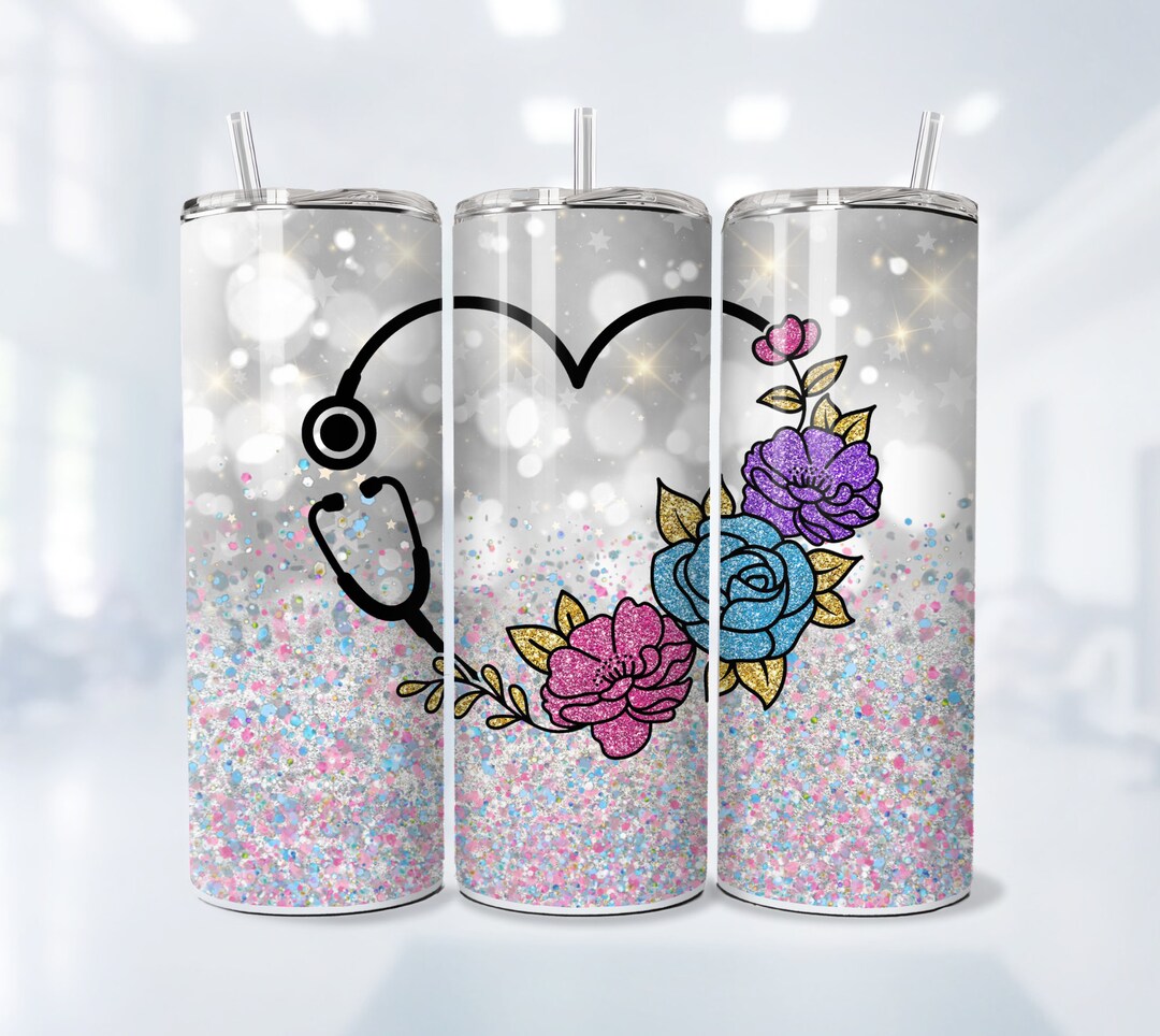 Stethoscope Heart With Sparkling Glitter and Elegant Flowers - Perfect ...