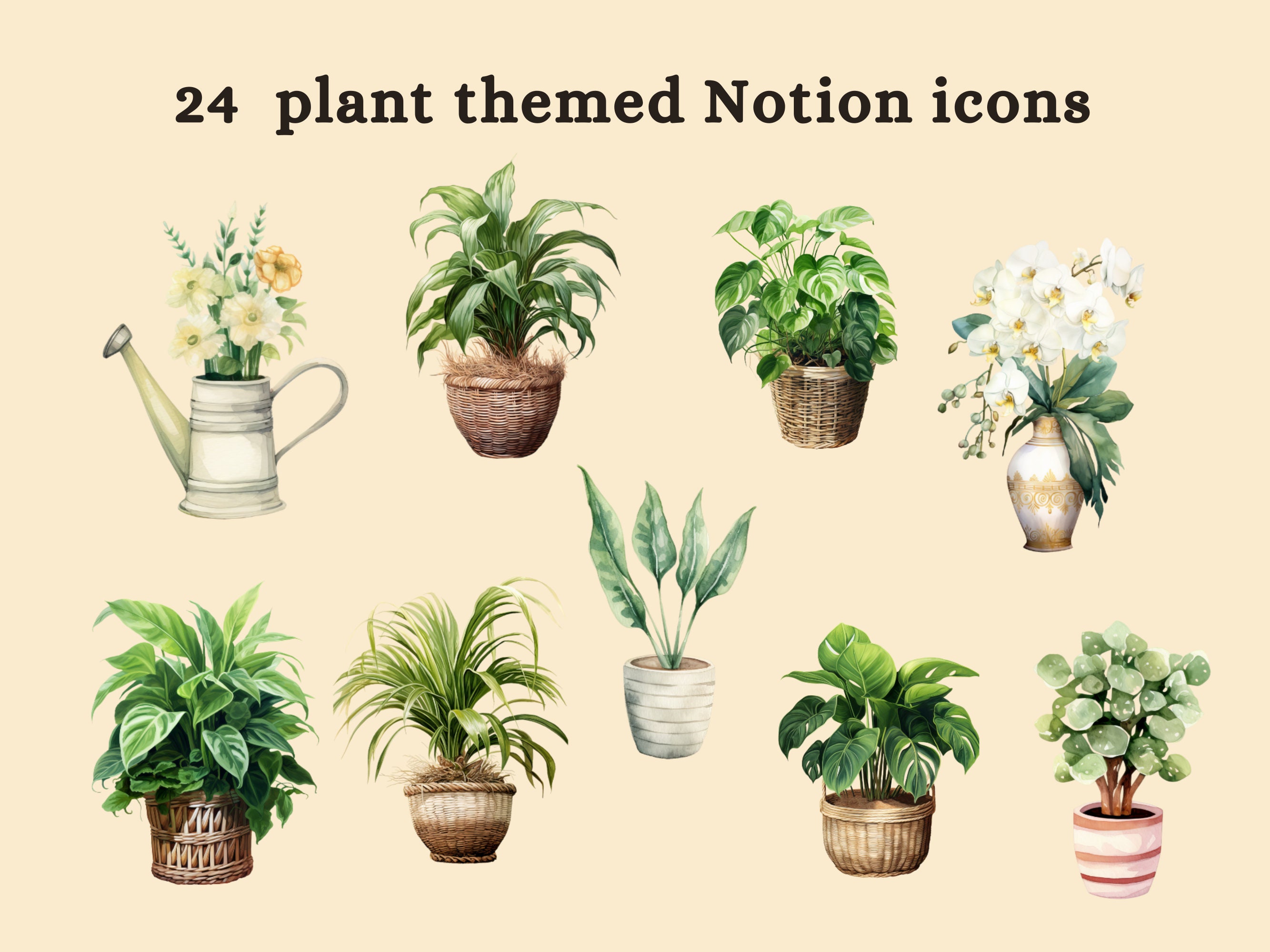 Notion Icons and Notion Covers for Notion Templates | 24 Plant Themed ...